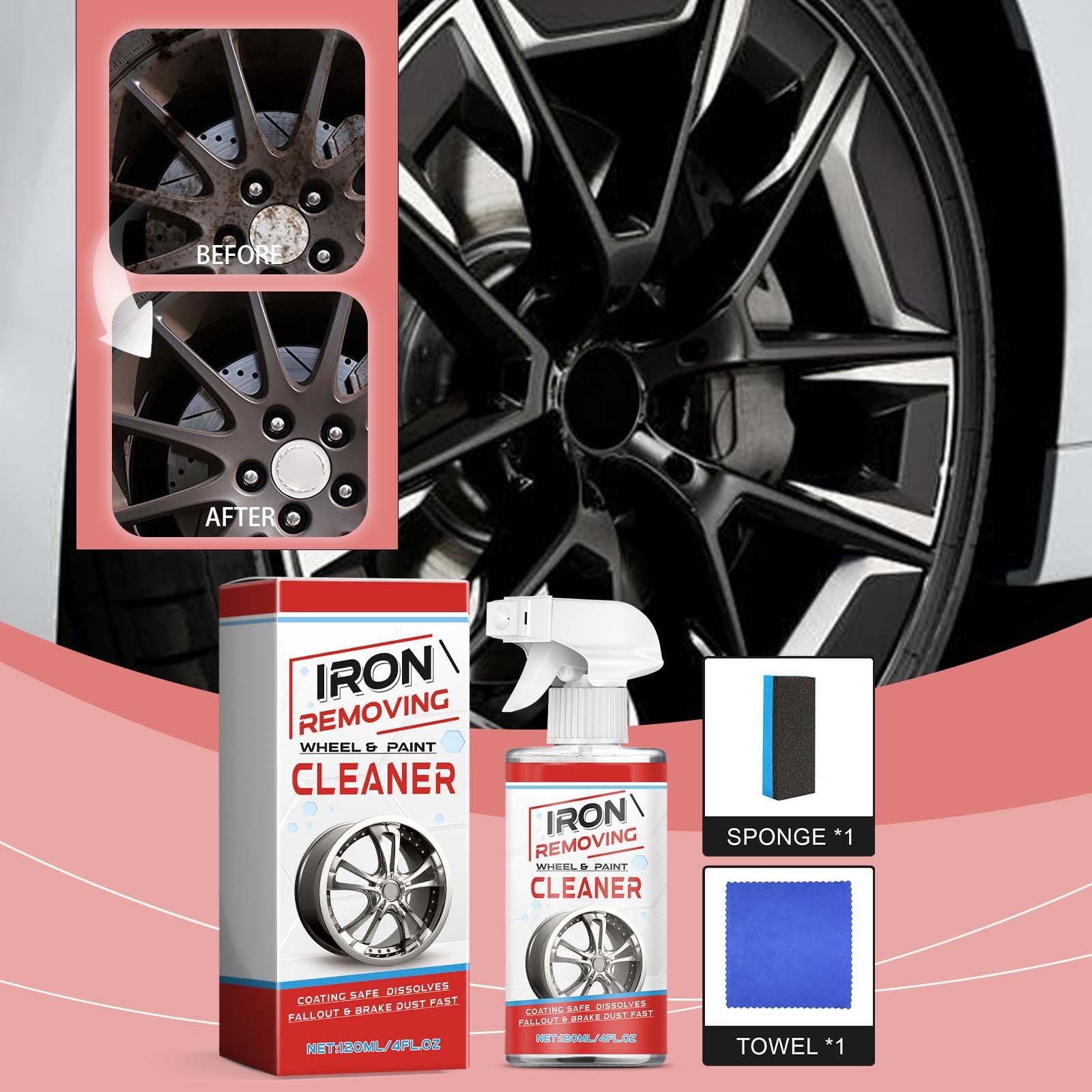 ZhyrZng Car Wheel Hub Rust Remover Iron Powder Remover Car Paint Wash ...