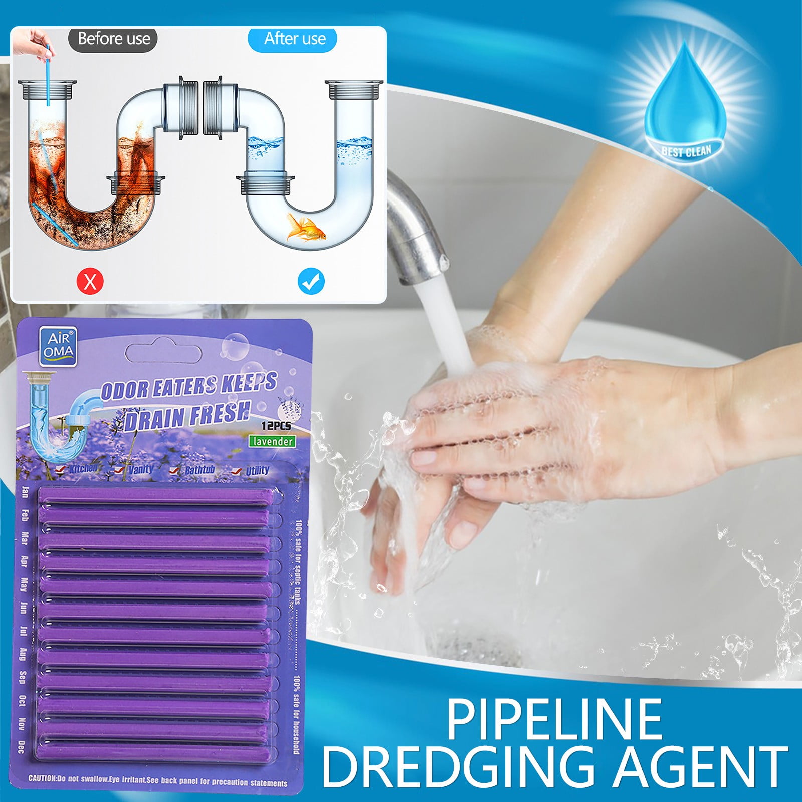 ZhyrZng Cleaning Rod Sewer Dredging Tool Drainage Pipe Decontamination ...