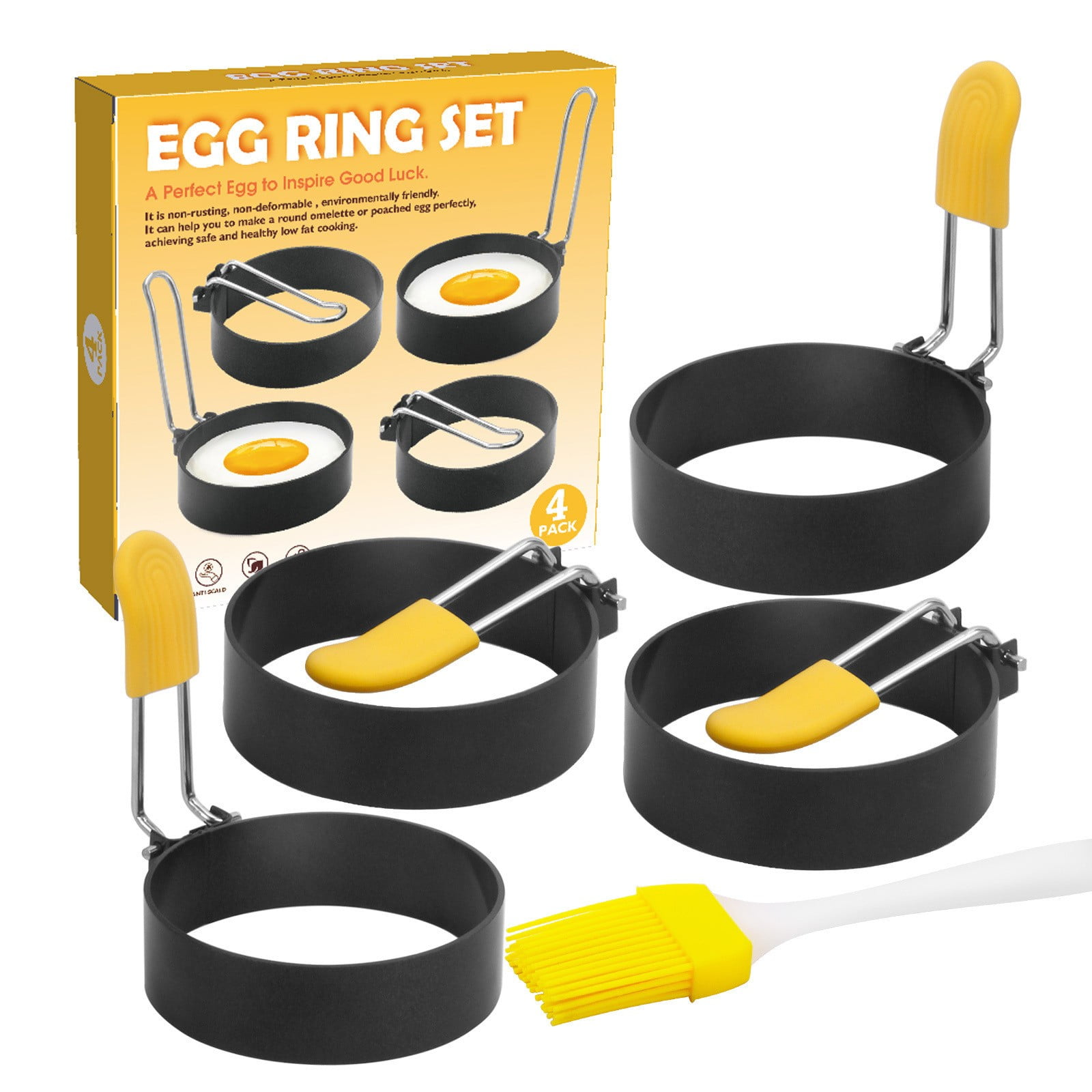ZhyrZng Cooking Stainless Steel With Oil Brush Non Stick Omelet Ring ...