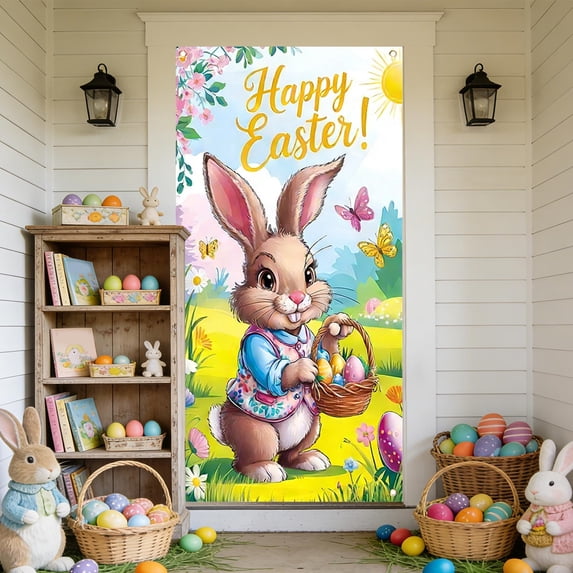 ZhyrZng Easter Door Cover for Home Party Decor - Festive Atmosphere ...