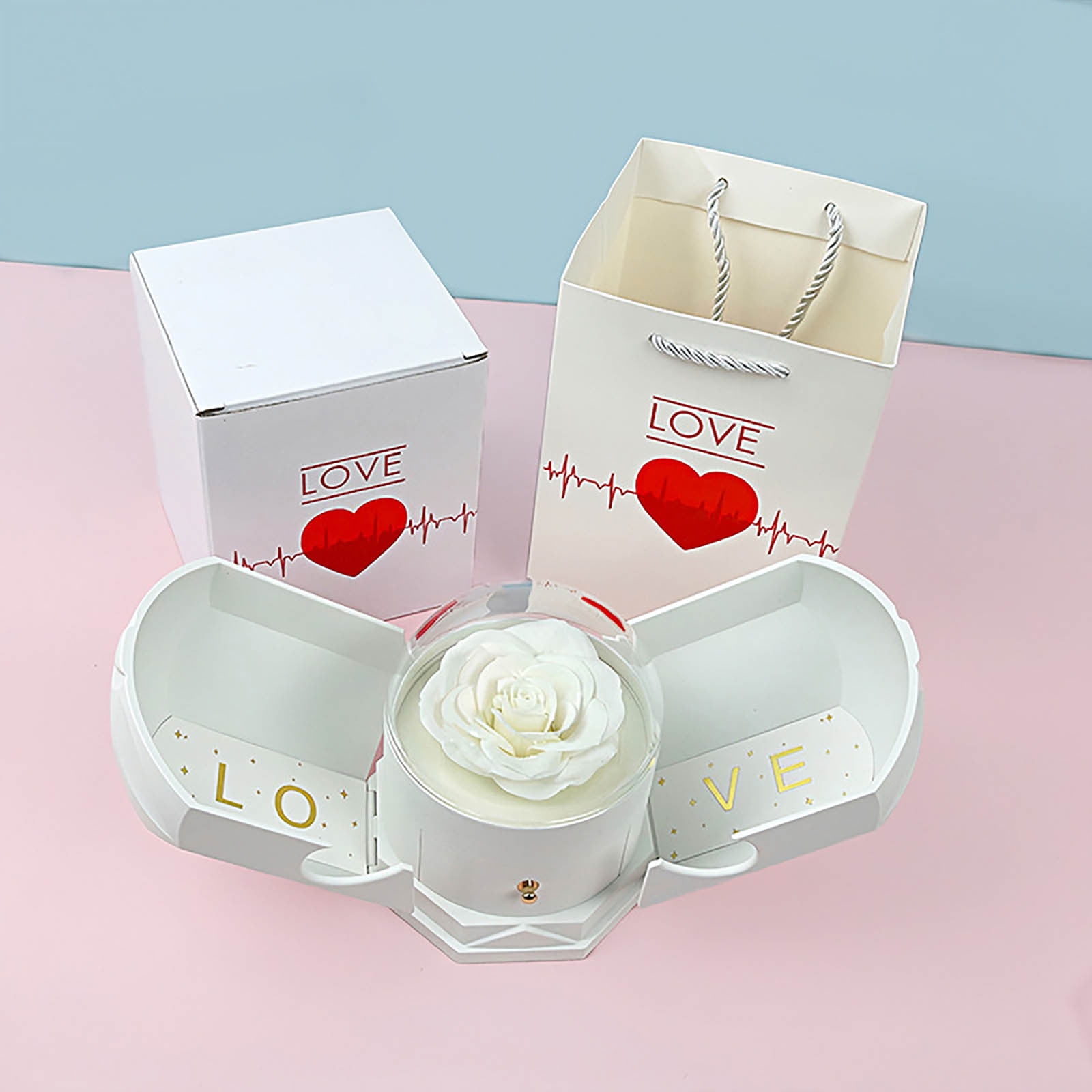 ZhyrZng Eternal Rose Box, Preserved Flowers Rose Ring Box, Jewelry Box ...