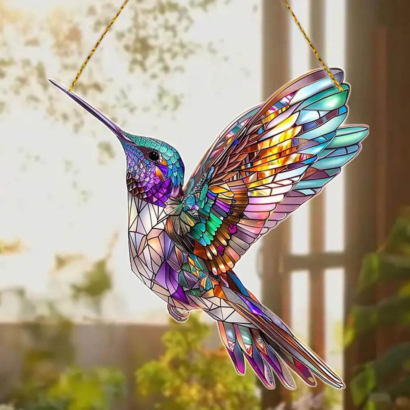 ZhyrZng Hummingbird Suncatcher Stained Acrylic, Hummingbird Sun ...