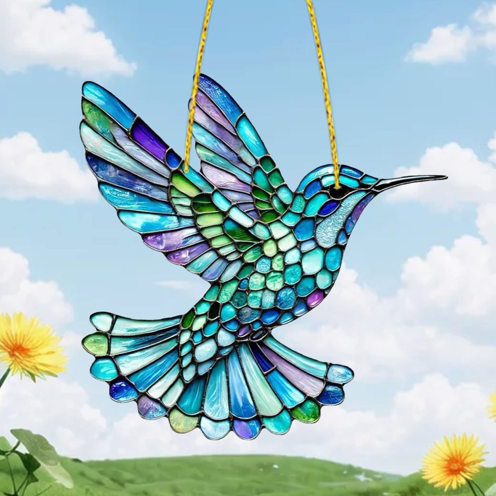 ZhyrZng Hummingbird Suncatcher Stained Glass, Acrylic Window Hanging ...