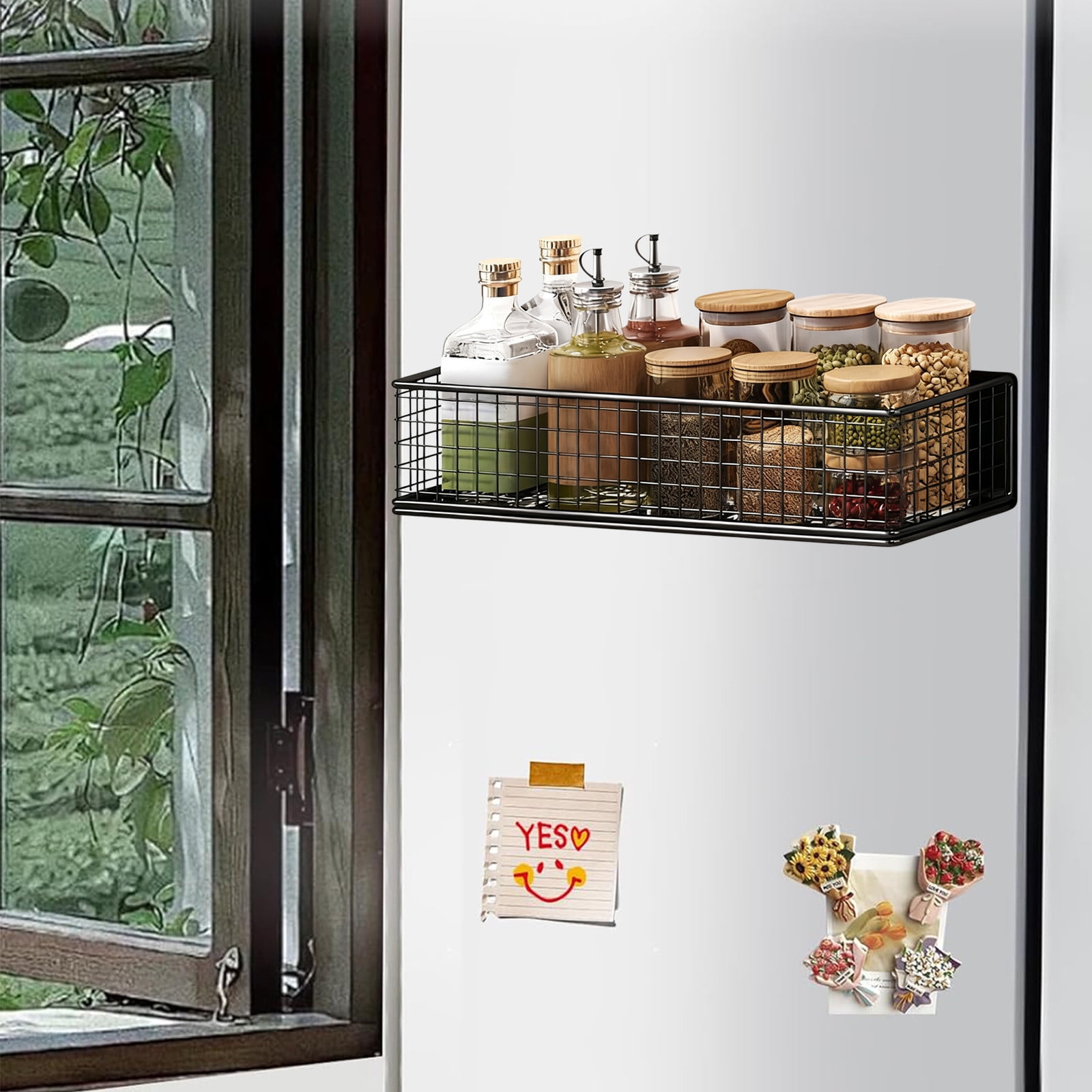 ZhyrZng Magnetic Fridge Shelf Organizer A - Stainless Steel Basket ...