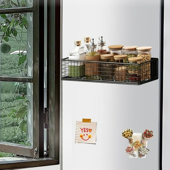 ZhyrZng Magnetic Fridge Shelf Organizer A - Stainless Steel Basket ...