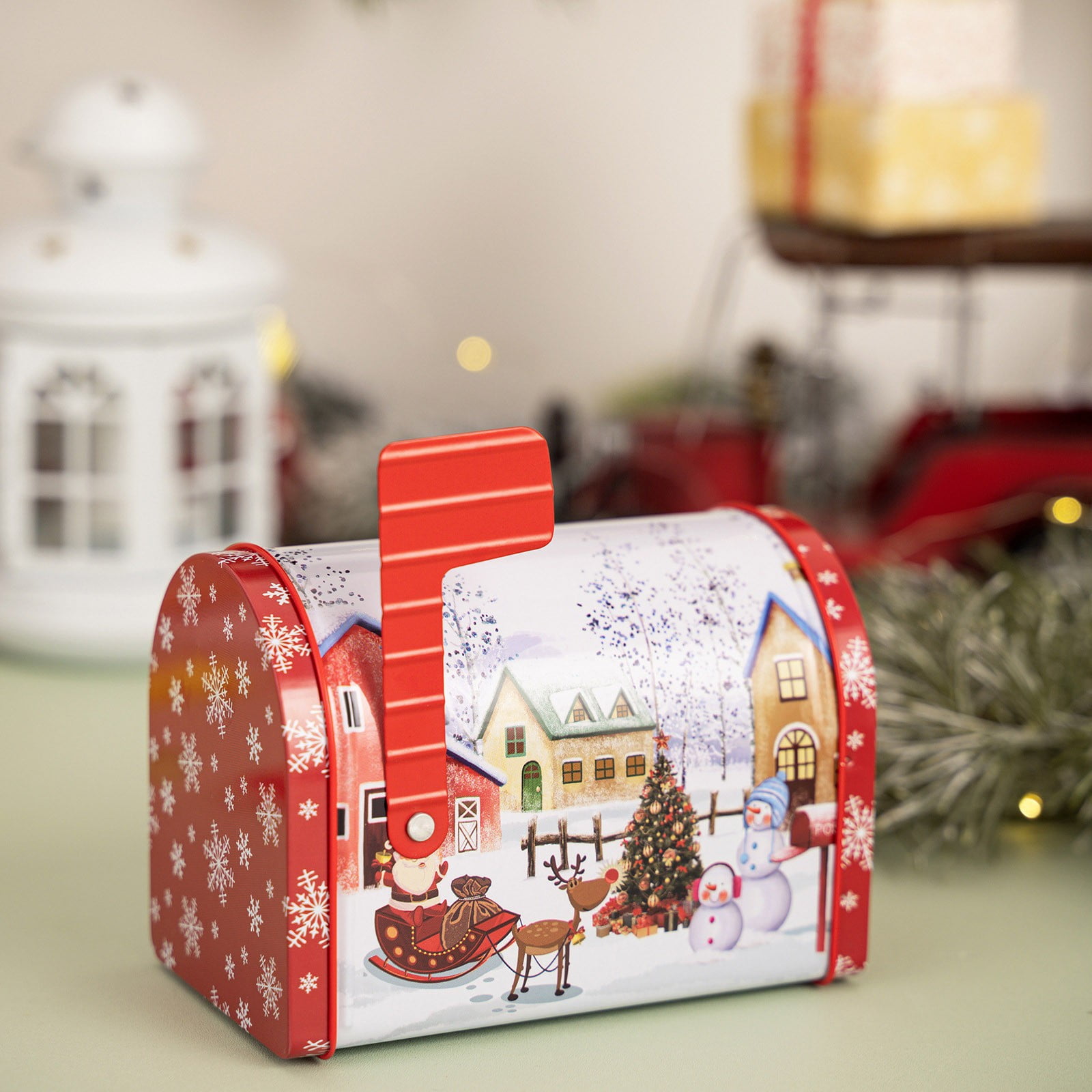 ZhyrZng Mailbox Shape Christmas Storage Tin Empty Containers, Creative ...