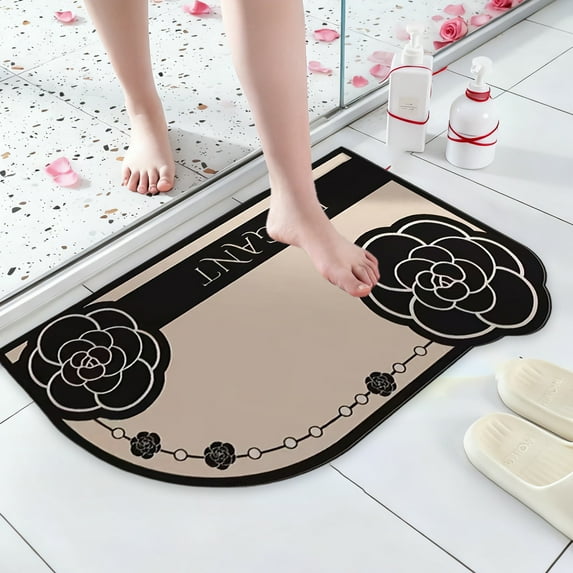 ZhyrZng Rose Flower Floor Mat for Valentine's Day - Absorbent Diatom ...