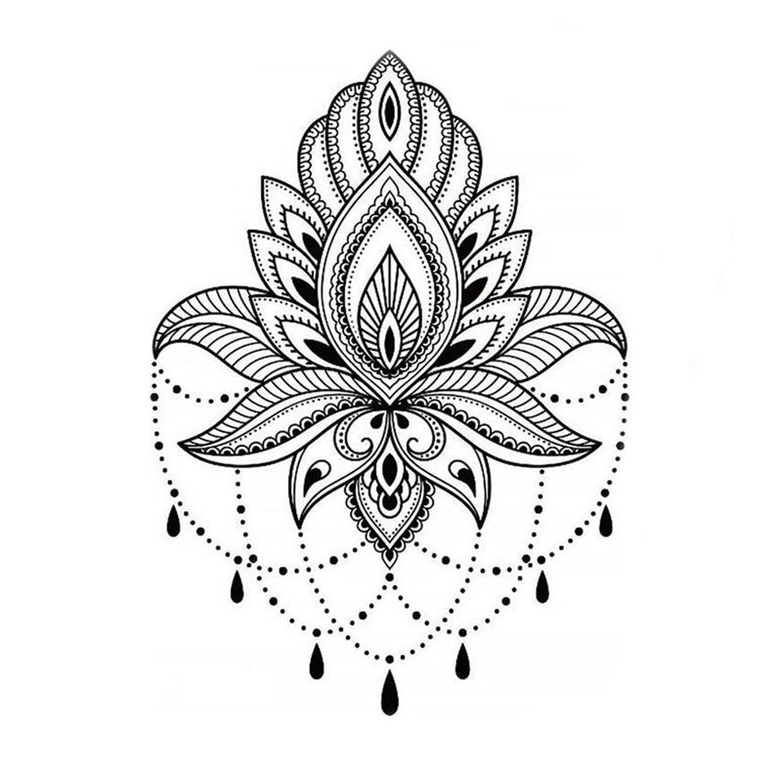 ZiSUGP Black Underboob Tattoo Temporary Tattoo Stickers On Chest Waist ...