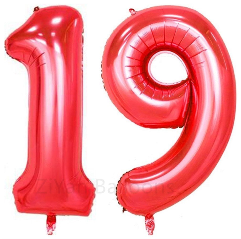 ZiYan 40inch Red Number 19 Balloon Party Festival Decorations Birthday ...