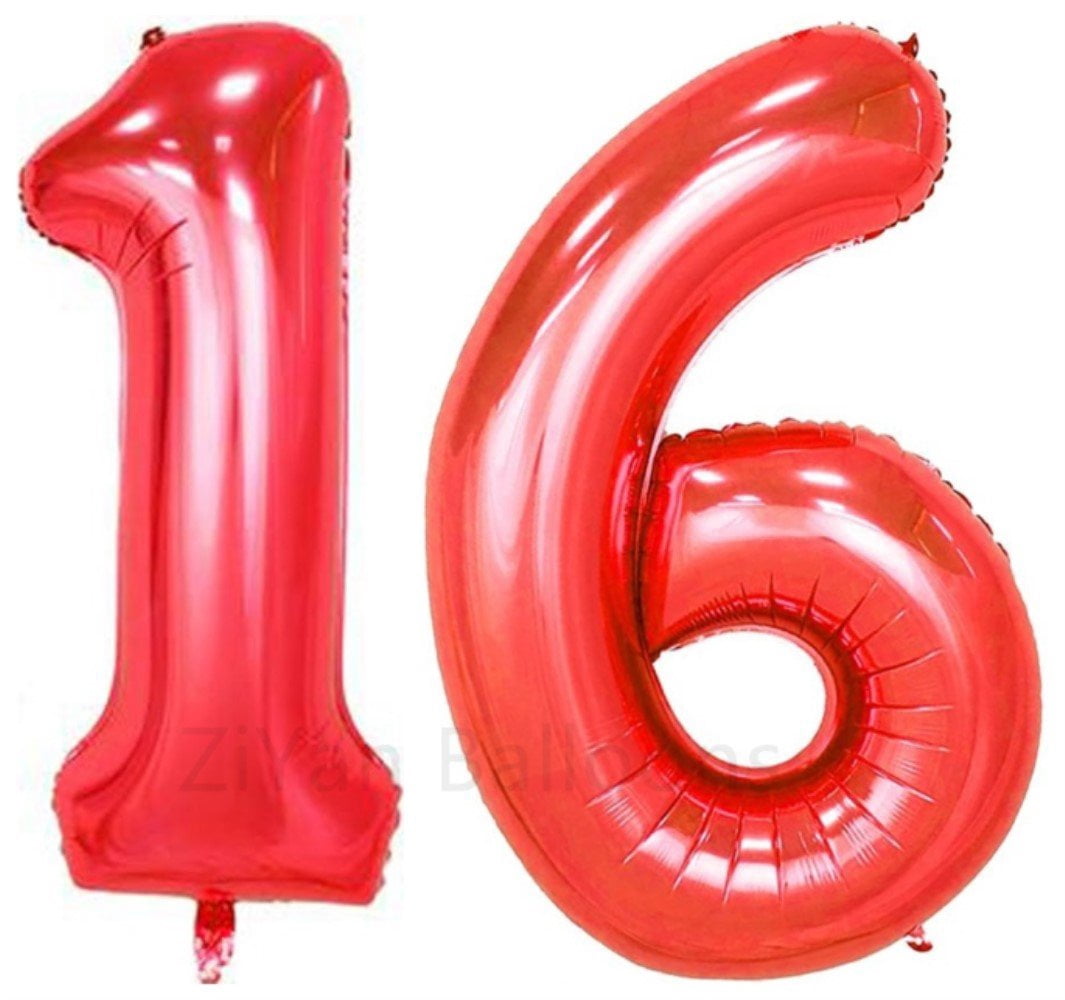 ZiYan 40inch Red Number KEF16 16 Balloon Party Festival Decorations ...