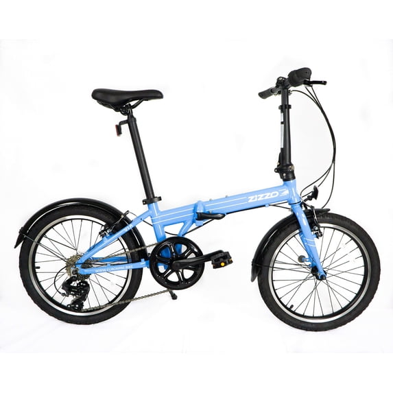 ZiZZO, Folding Bicycle, 20 inch, Aluminum Alloy Frame Sky Blue ...
