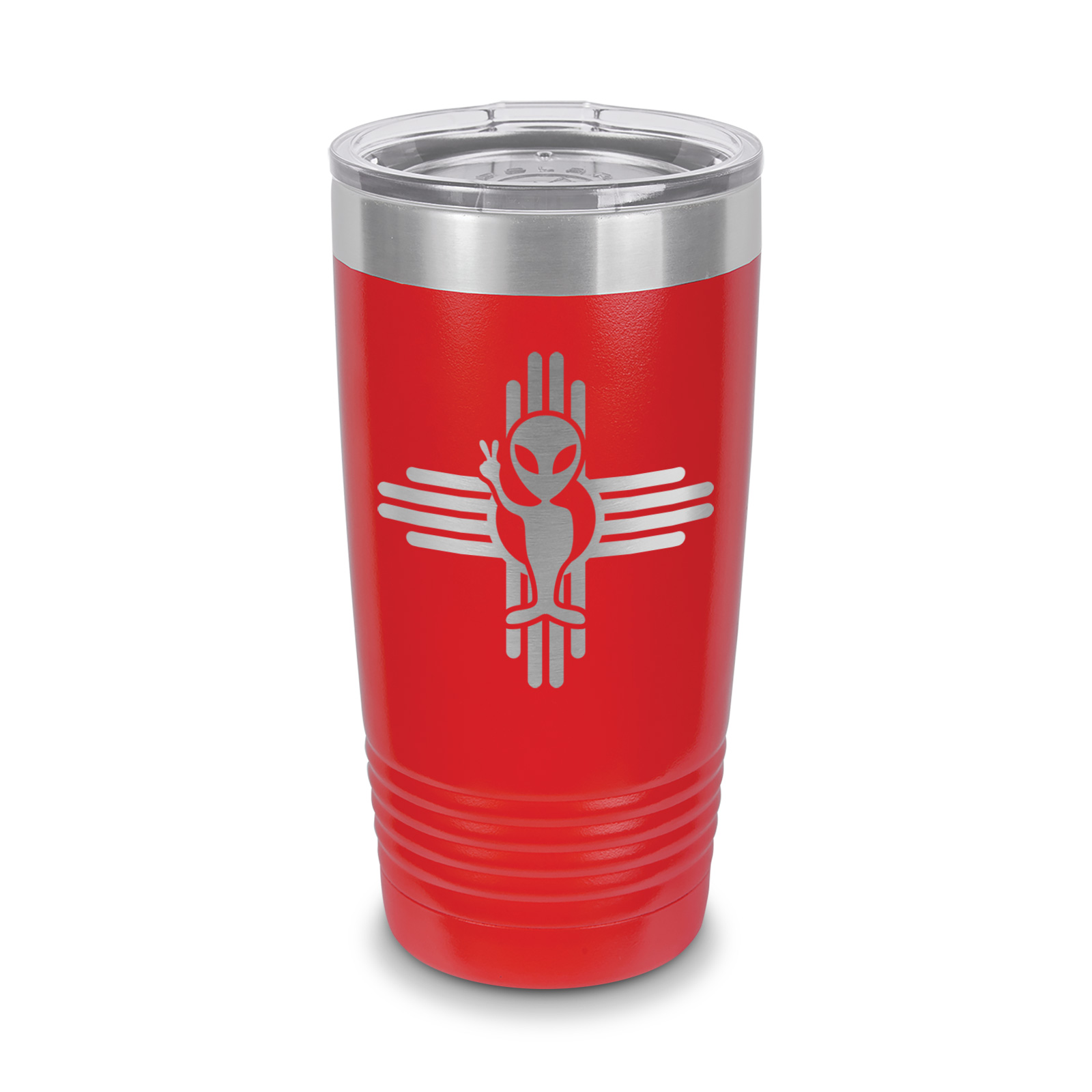 Zia Alien Symbol Tumbler 20 oz - Laser Engraved w/ Clear Lid ...