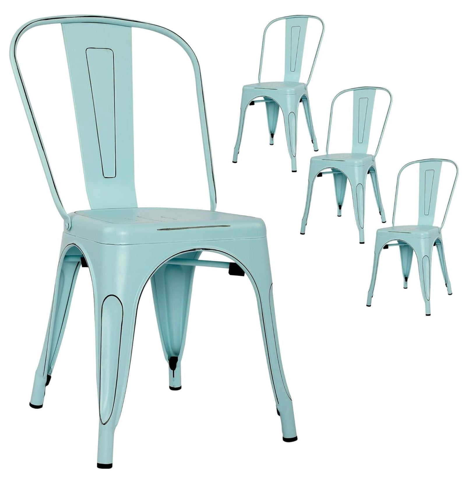 ZiaZbYinY Patio Dining Chairs set of 4 Metal Chairs Indoor Outdoor ...