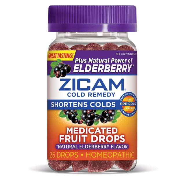 Zicam Cold Remedy Zinc Medicated Fruit Drops, Elderberry Homeopathic ...