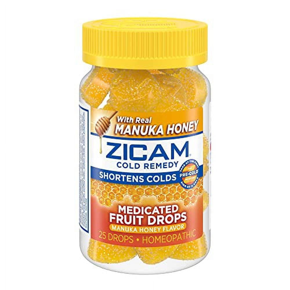 Zicam Cold Remedy Zinc Medicated Fruit Drops, Manuka Honey, 25 Count ...