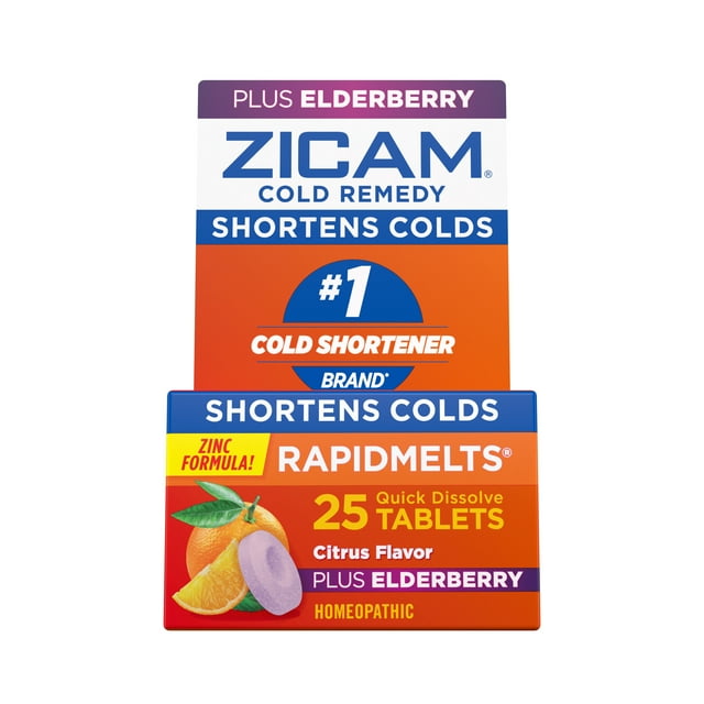 Zicam Cold Remedy Zinc RapidMelts, Elderberry Citrus, Homeopathic Cold ...