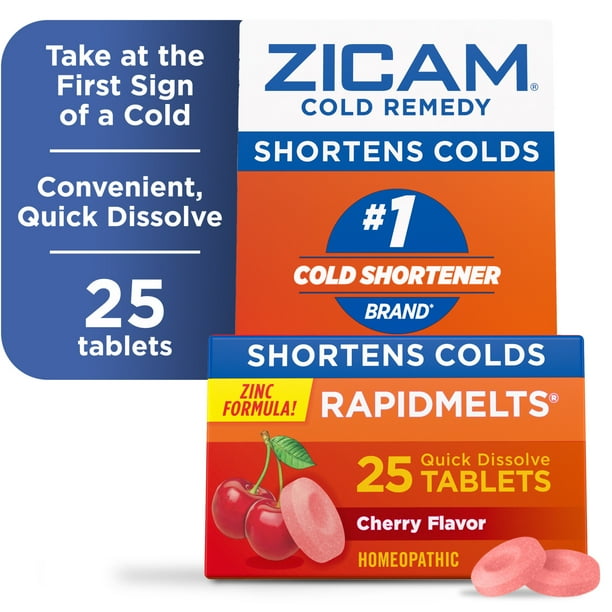Zicam Cold Remedy Zinc Rapidmelts, Cherry Flavor, Homeopathic Cold ...