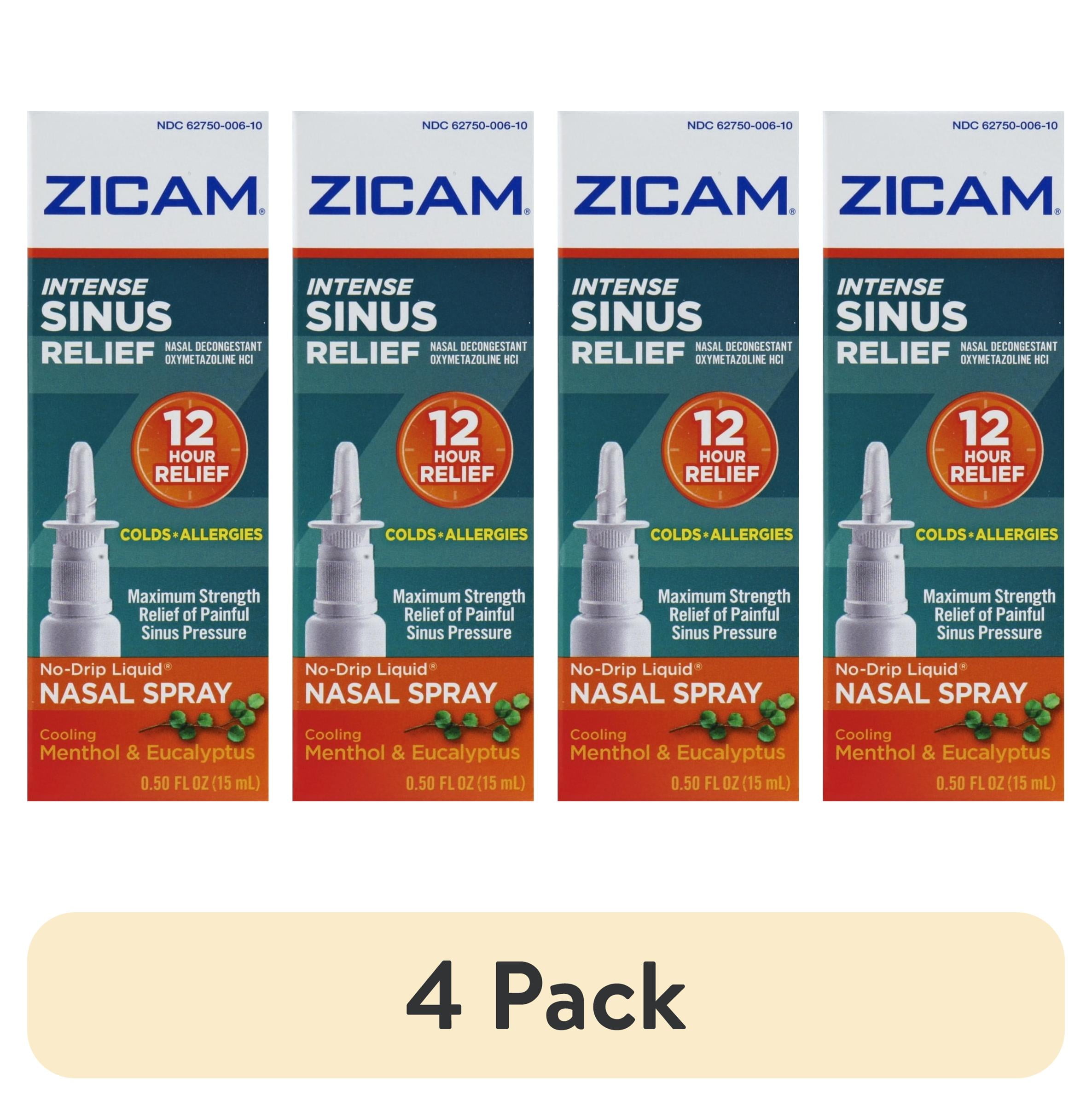 (4 pack) Zicam Intense Sinus Relief Liquid Nasal Spray 0.50 oz ...