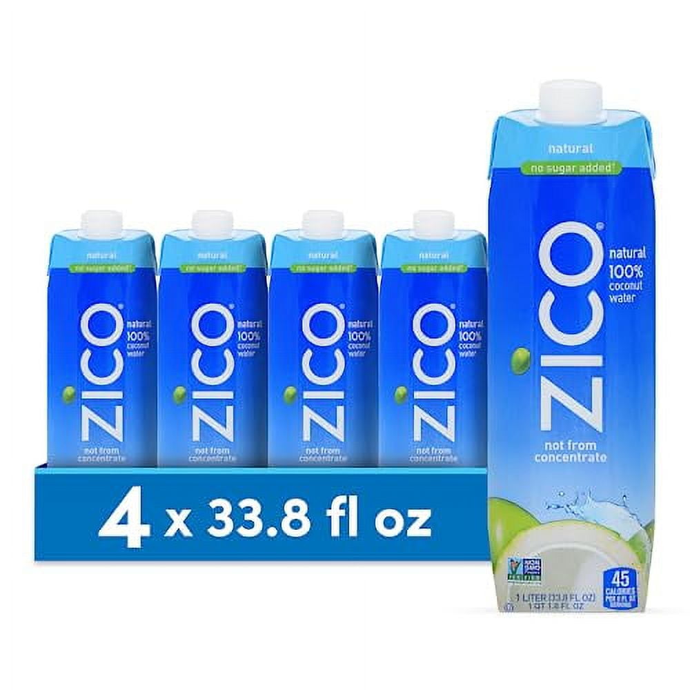 Zico 100% Coconut Water, No Sugar Added, 1 Liter (Pack of 4) - Walmart.com