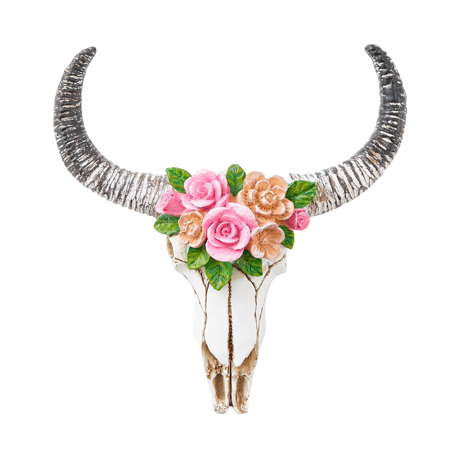 Zidweeken Animal Skull Wall Decor Floral Sheep Horns Skull Wall Hanging ...