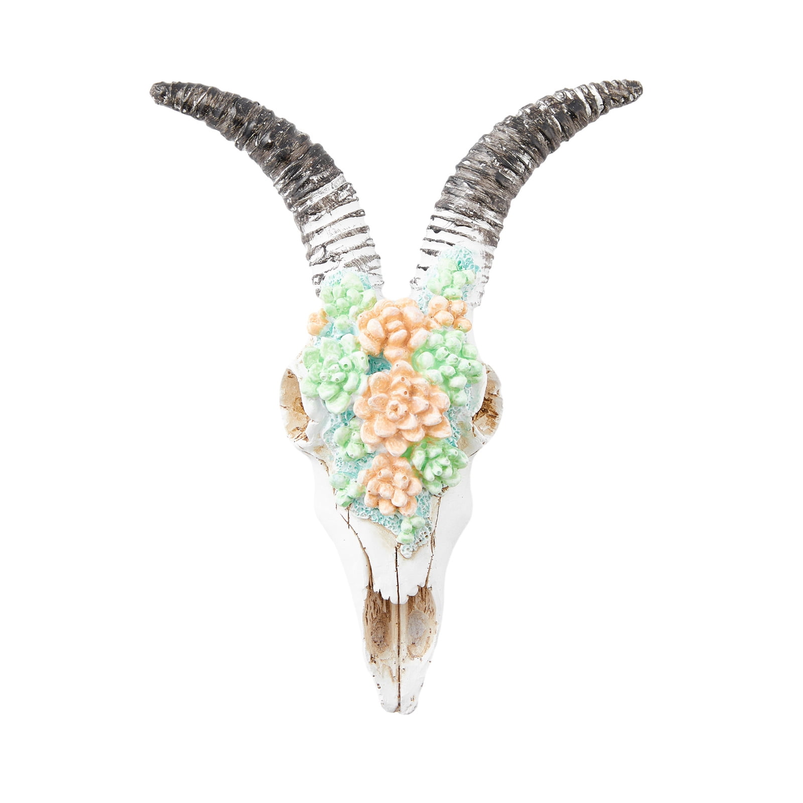 Zidweeken Animal Skull Wall Decor Floral Sheep Horns Skull Wall Hanging ...