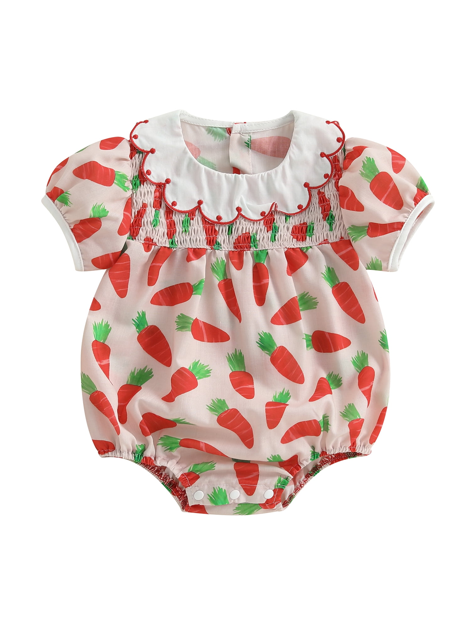 Zidweeken Baby Girls Rompers Easter Clothes Carrot Print Doll Collar ...