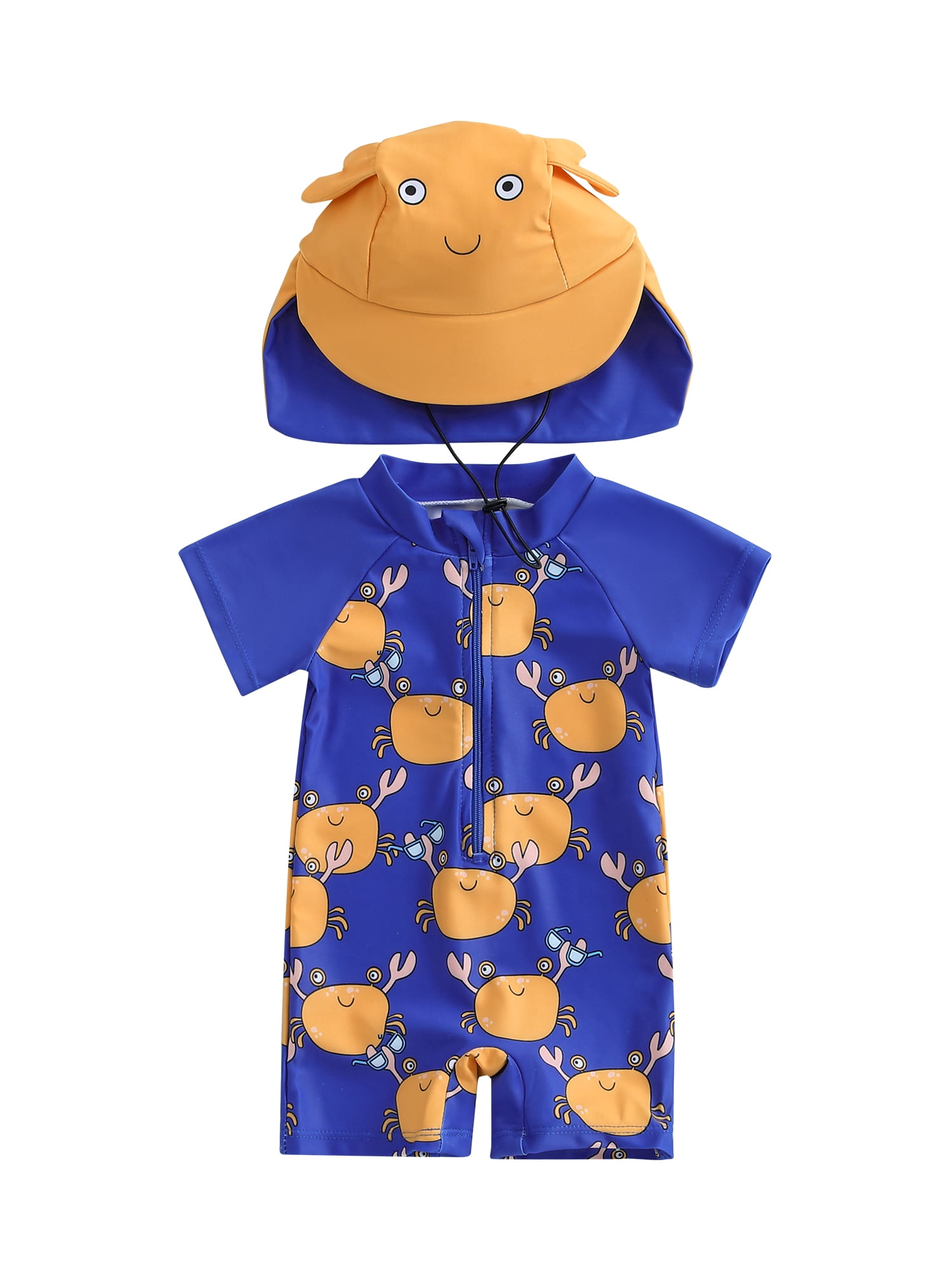 Zidweeken Boys Rash Guard Swimsuit Crab Short Sleeve Bathing Suit Swim ...