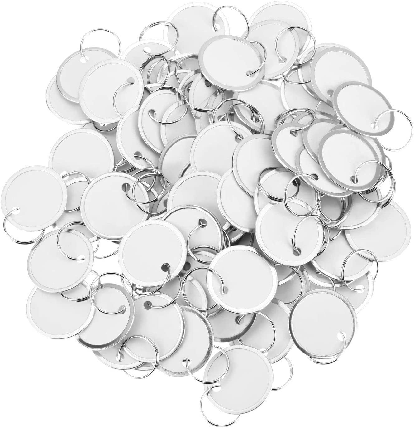 Ziediop Round Metal Key Tags with Split Rings, White, 100 Count ...