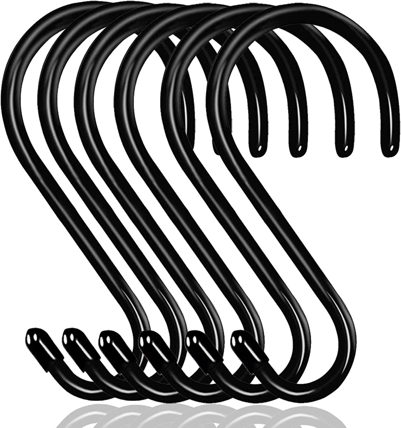 Ziediop Rustproof Rubberized Coated S Hooks, Metal Steel Black, (6 Pack ...