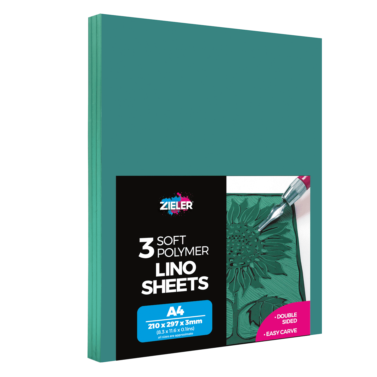 Zieler® A4 Soft Cut Lino Printing Bloc Sheets (297mm x 210mm x 3mm ...