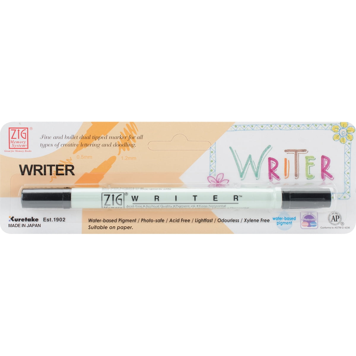 Zig Memory System Writer Dual-Tip Marker (Packaged)-Pure Black, Pk 3 ...
