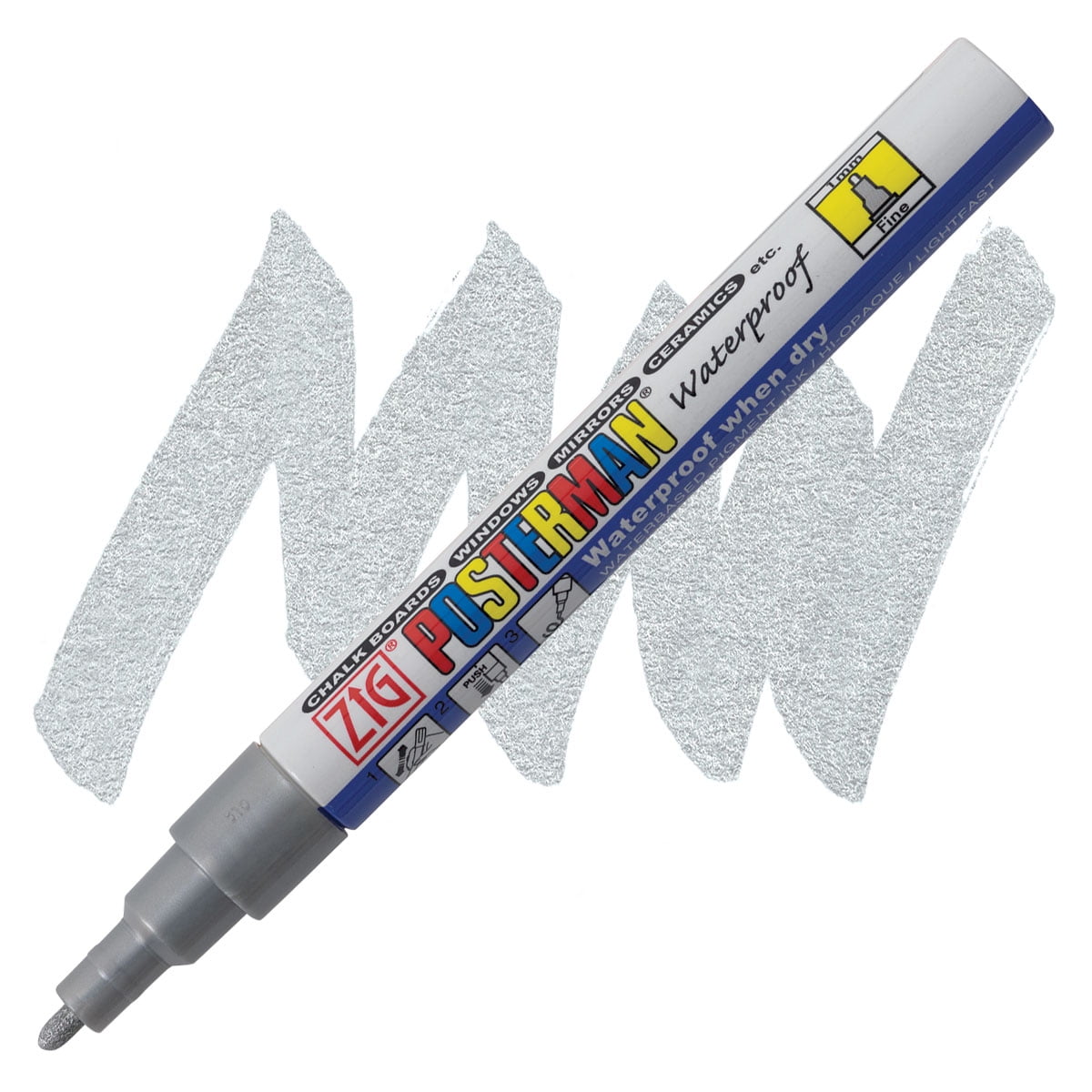 Zig Posterman Paint Marker - 1 mm, Metallic Silver, Fine Line - Walmart.com