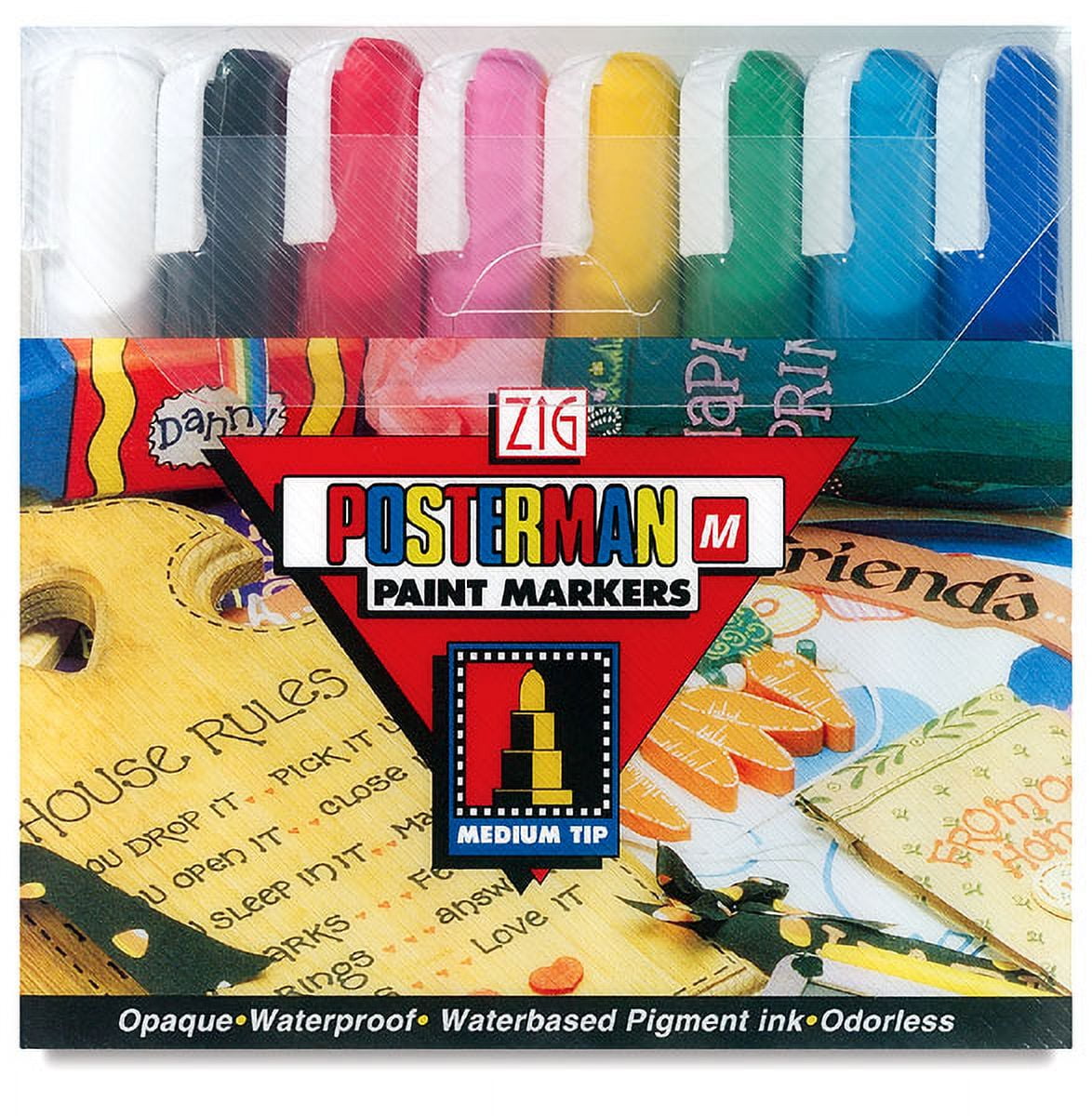 Zig Posterman Paint Marker Set - 2 mm, Assorted Colors, Medium Tip, Set ...
