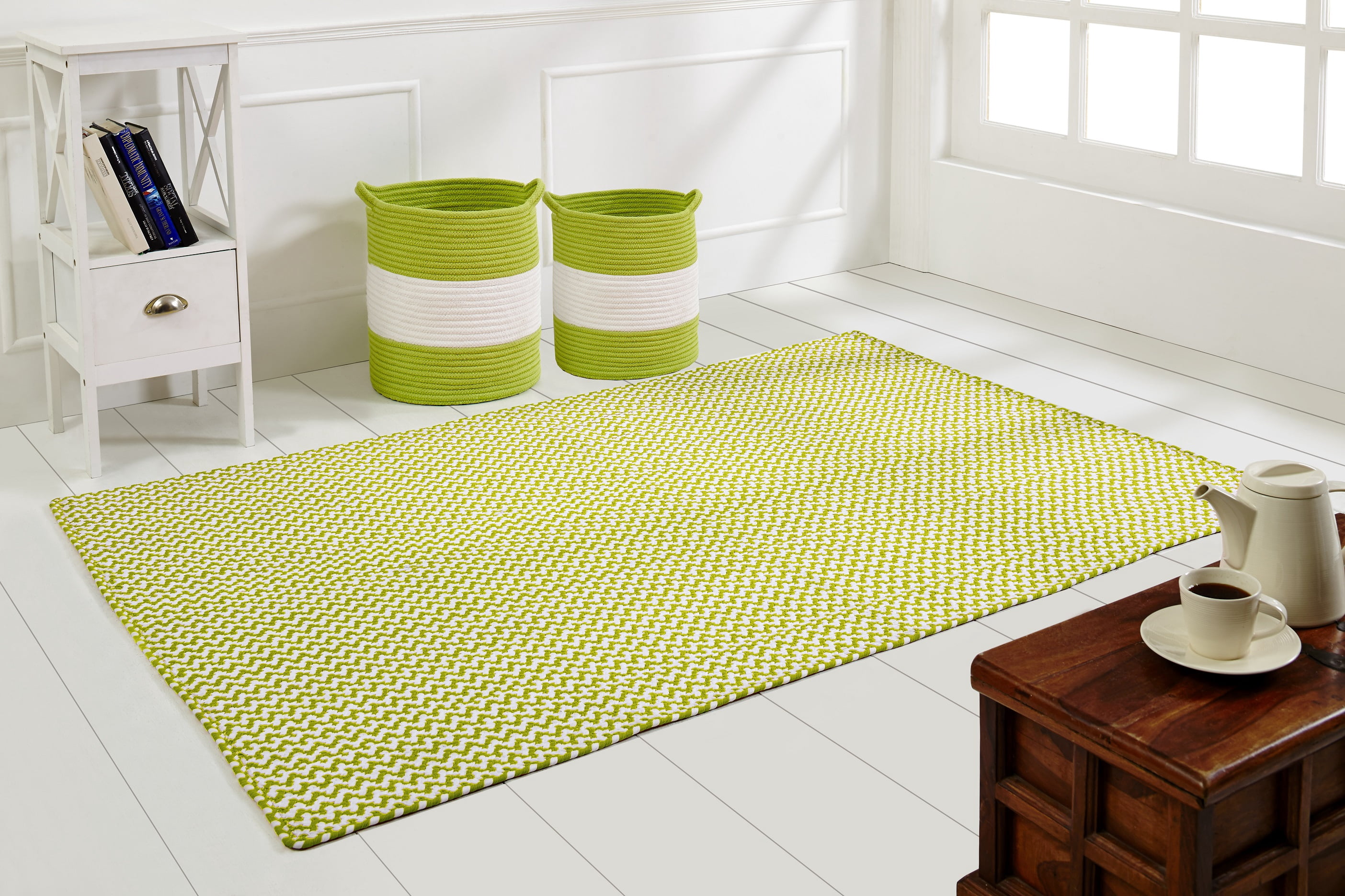 Zig Zag Braided Rug 4X6 Green & White - Walmart.com