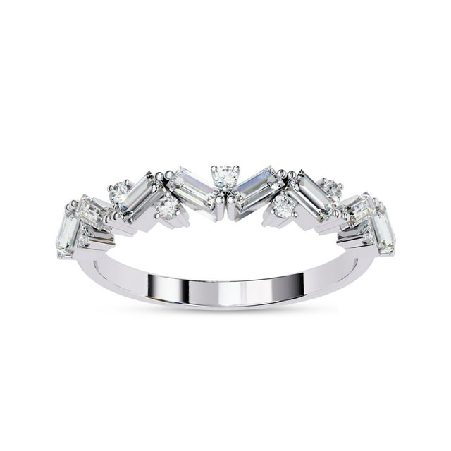 Zig Zag Half Eternity Wedding Band Ring, IGI Certified Lab Grown Diamond Engagement Promise ...