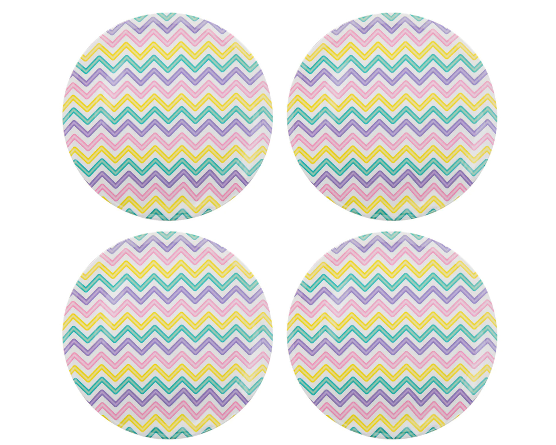 Outdoor Zig Zag Melamine Dinner Plate, Set of 4, Dishwasher Safe ...