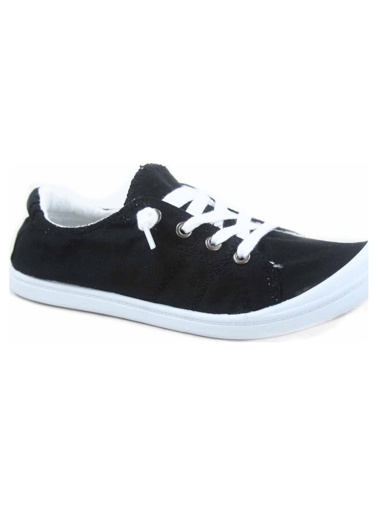 SODA Women's Casual & Dress Shoes Round Toe Slip On Flat Sneaker, Black ...