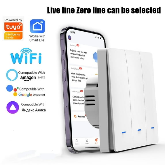 ZigBee 3.0 Smart Switch 3 Gang Wireless Scene Switch, ZigBee Smart ...