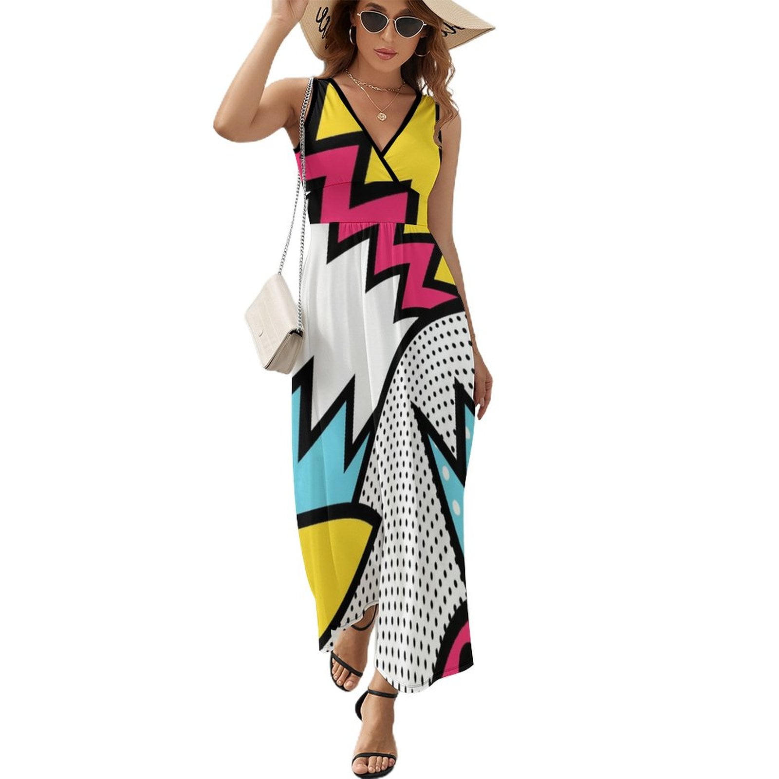 ZigZag 80s Memphis Pattern Sleeveless Dress elegant women's dresses ...
