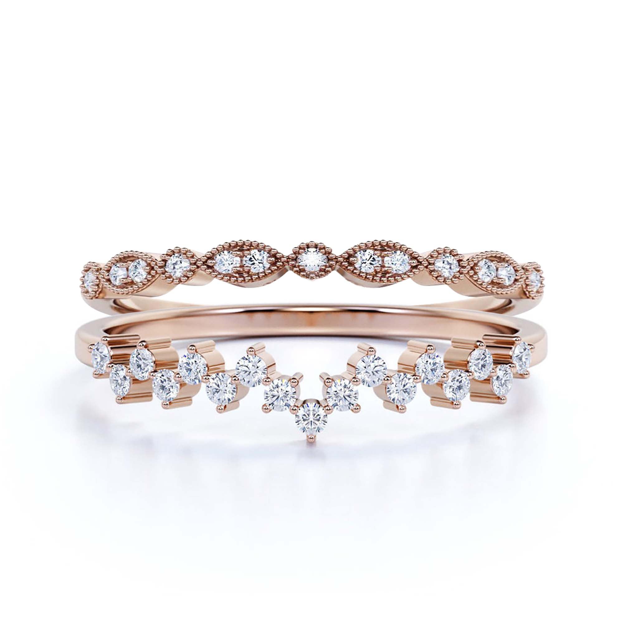 ZigZag Design 0.65 Carat Milgrain Diamond Moissanite Engagement Ring ...