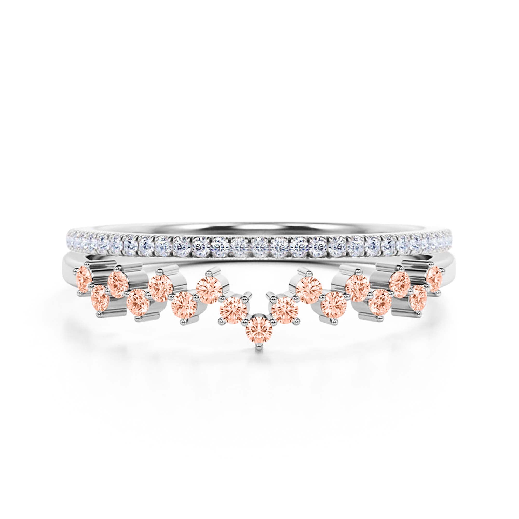 ZigZag Design 0.65 Carat Milgrain Morganite And Diamond Moissanite ...