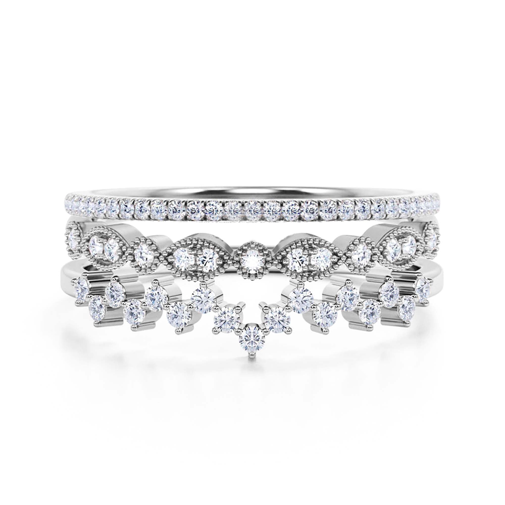 ZigZag Design 1.15 Carat Milgrain Diamond Moissanite Engagement Ring ...