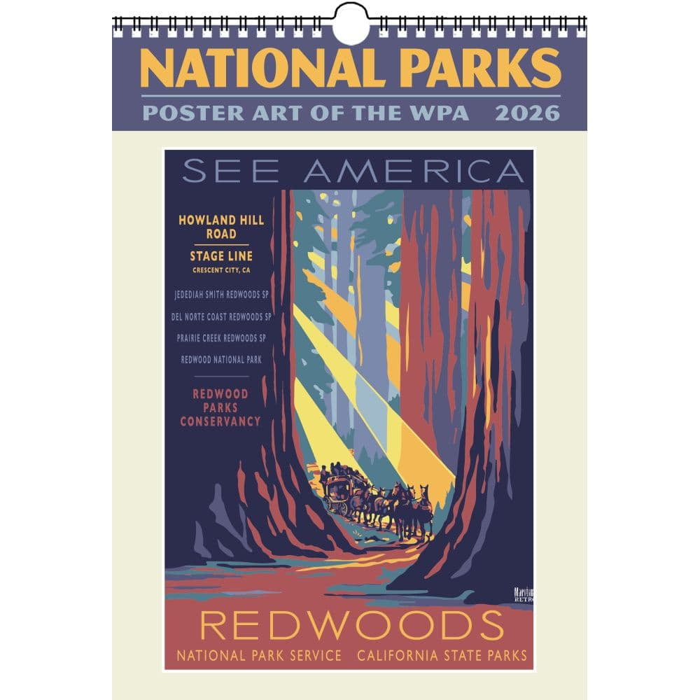 Ziga Media, National Parks Poster Art WPA 2026 Wall Calendar, 13.38'' X ...