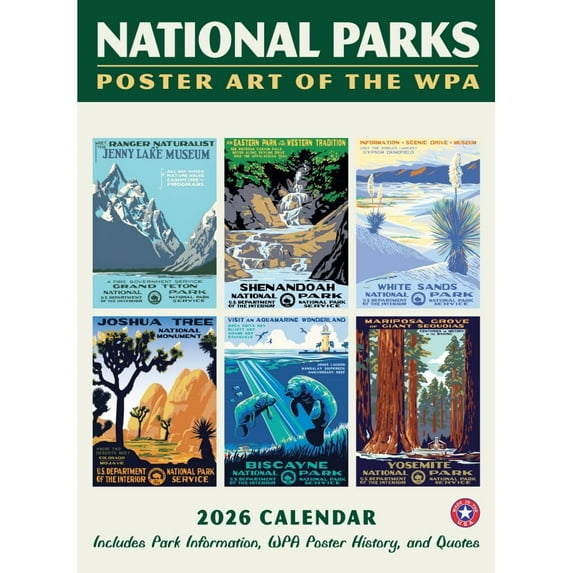 Ziga Media, National Parks WPA Grid 2026 Wall Calendar, 12'' X 12'', 12 ...