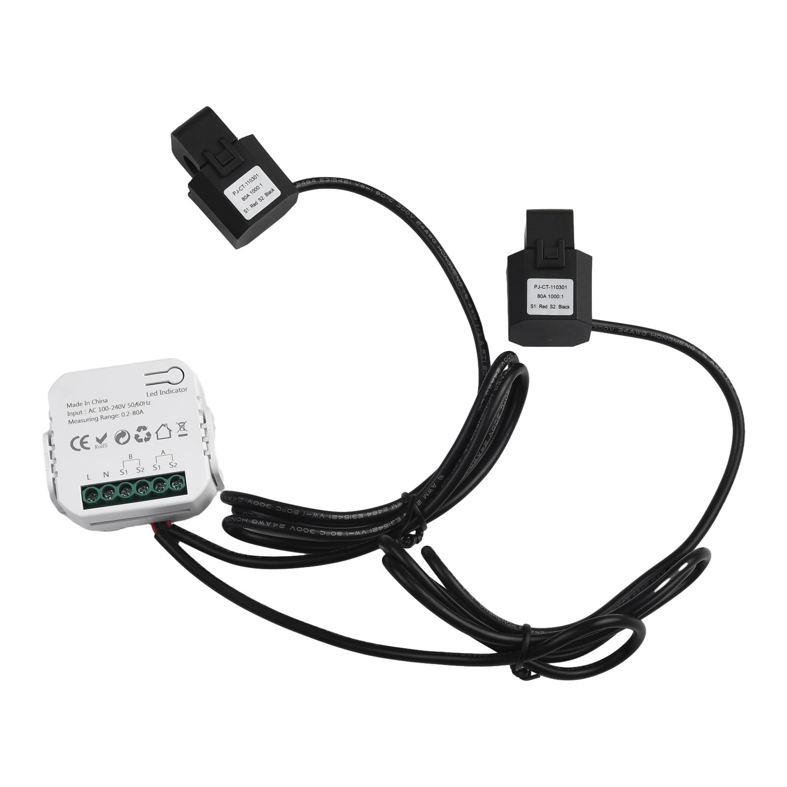 Zigbee Electric Meter 0.2A-80A, 100-240V AC, 2.4GHz, Measure Current ...