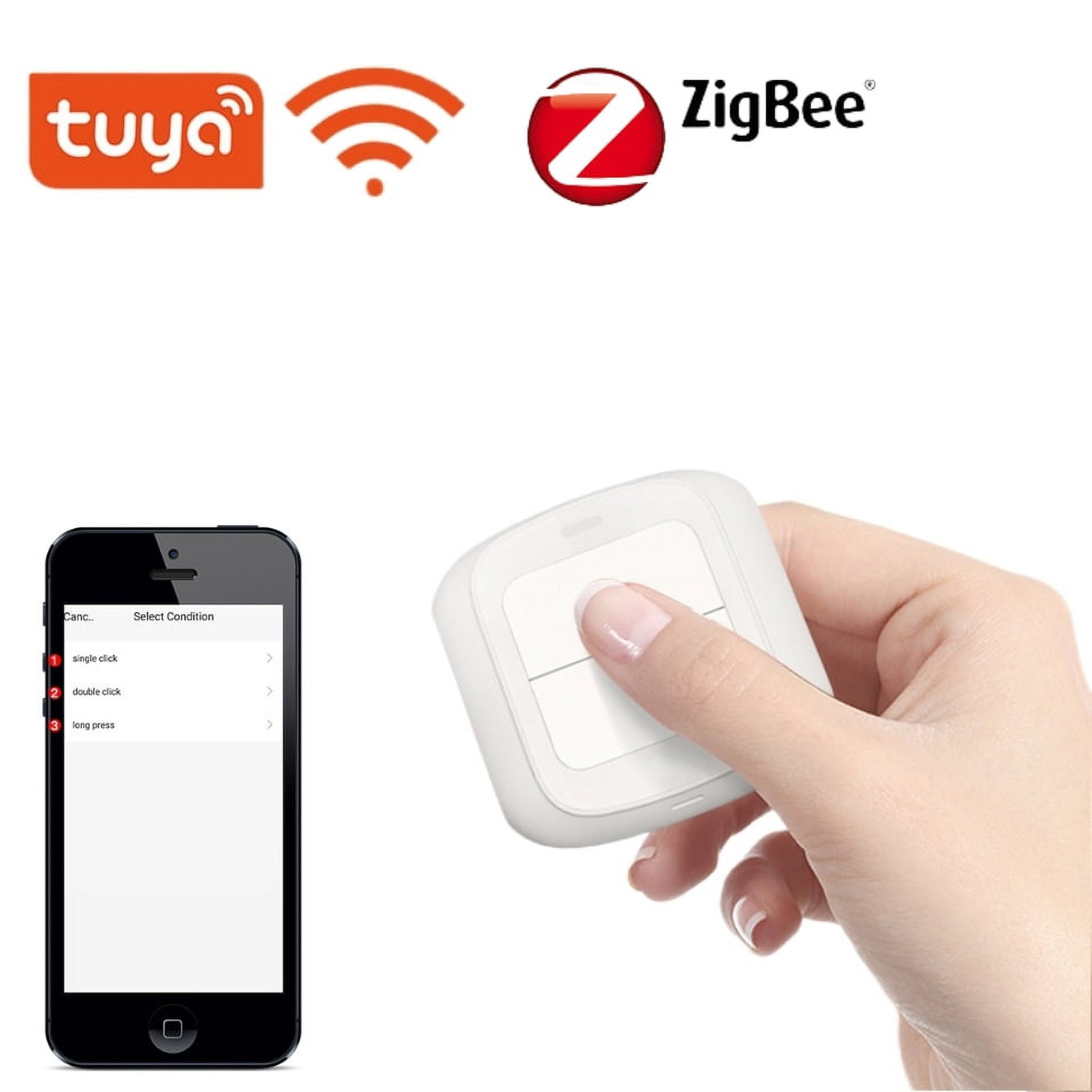 Zigbee Smart Light Switch, 2 Gang No Screw Panel Smart Life/Tuya App ...