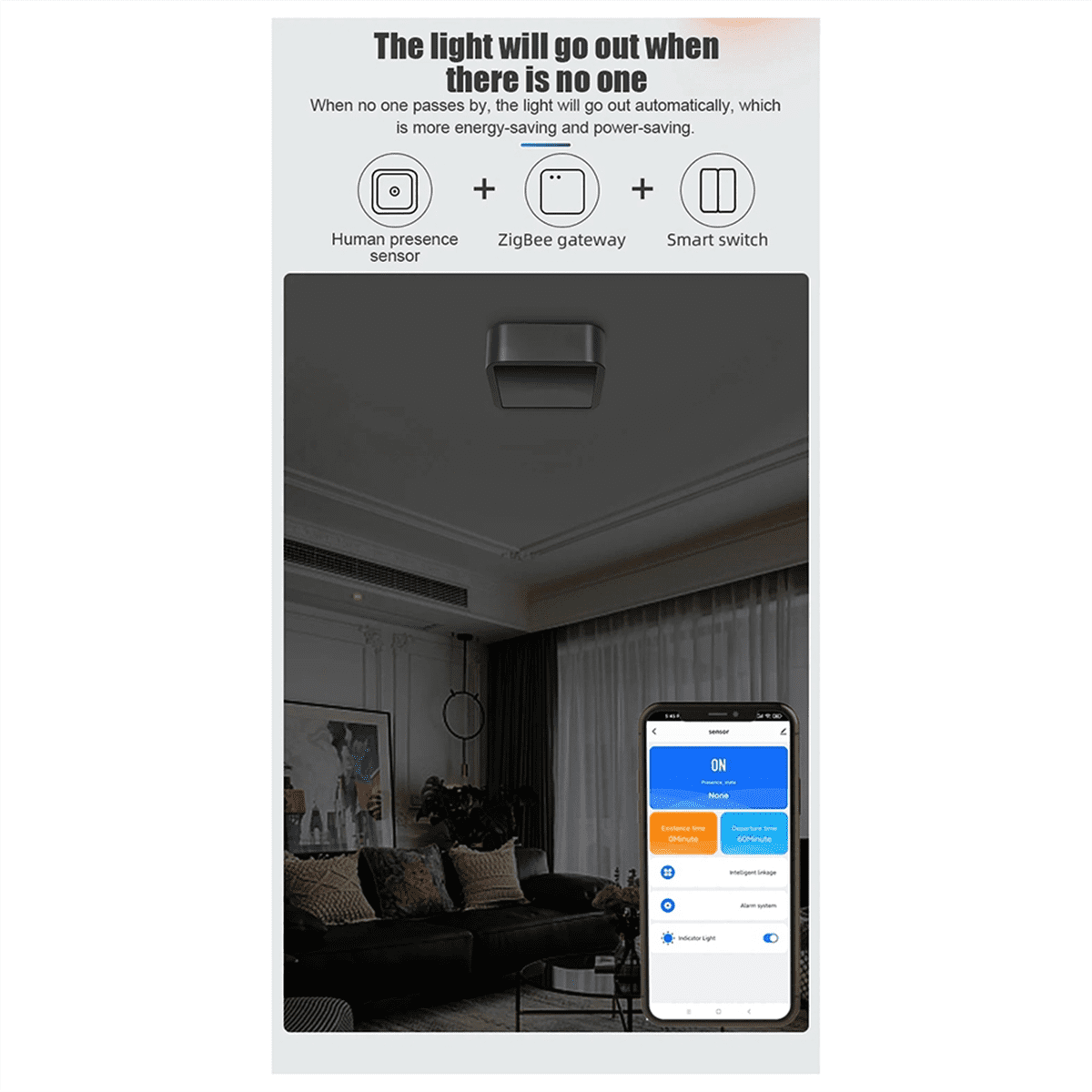 Zigbee Tuya Human Presence Sensor 24g Millimeter Wave Radar Human Static Motion Sensing Smart