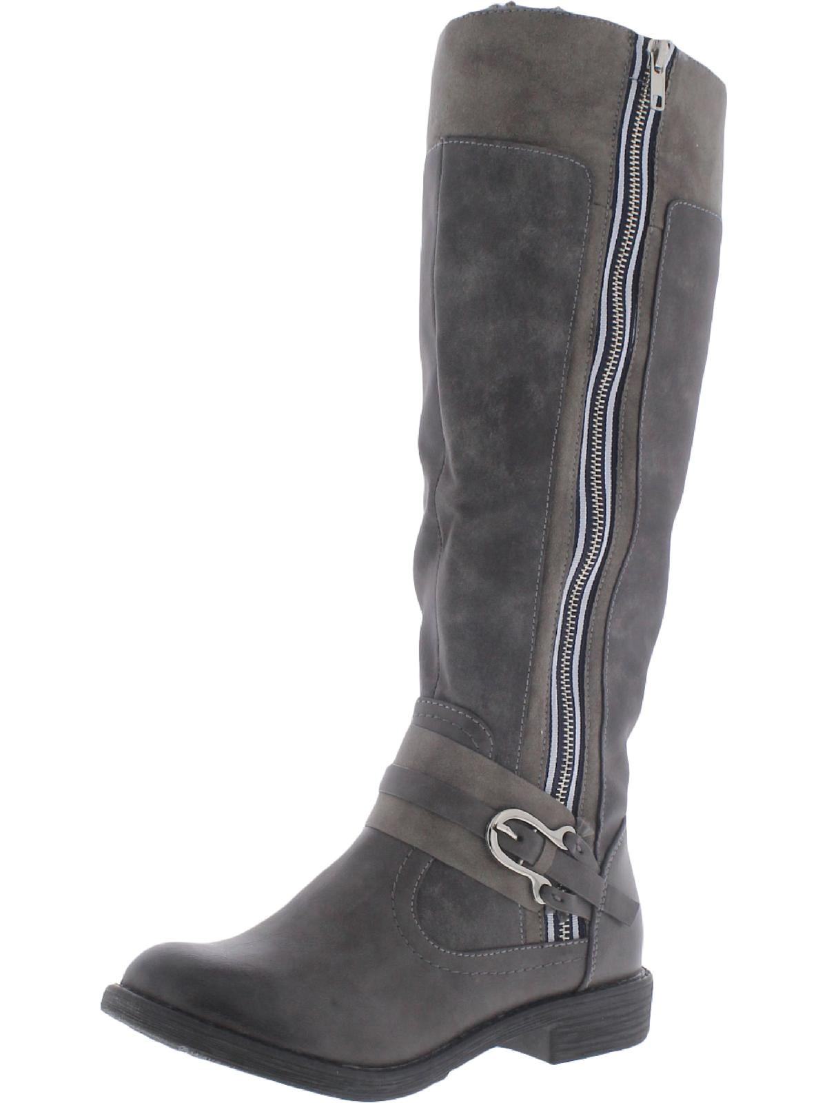 Zigi Soho Womens Stephany Faux Zipper Buckle Knee-High Boots - Walmart.com