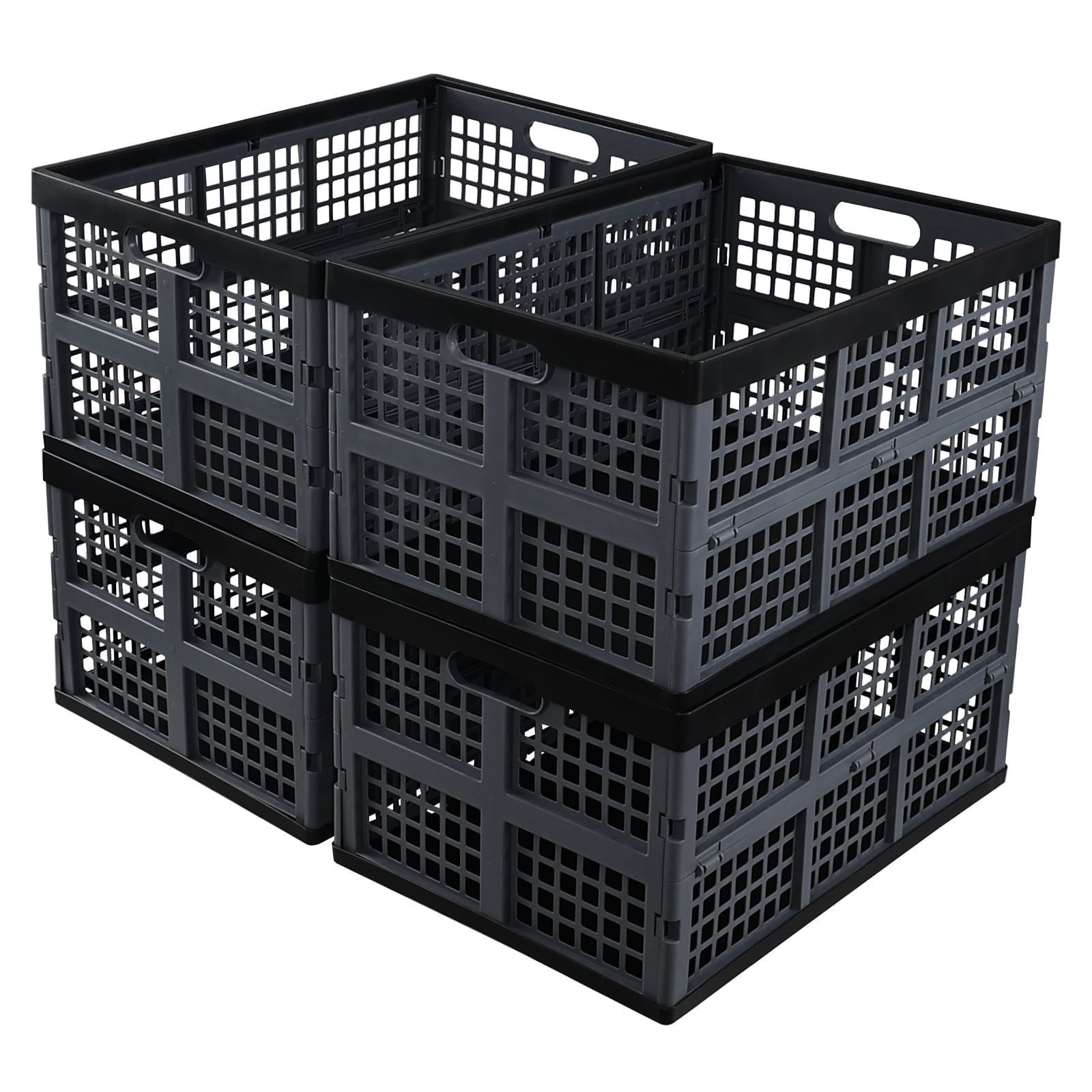 Ziglous 42 L Large Plastic Folding Storage Crates, Stackable ...