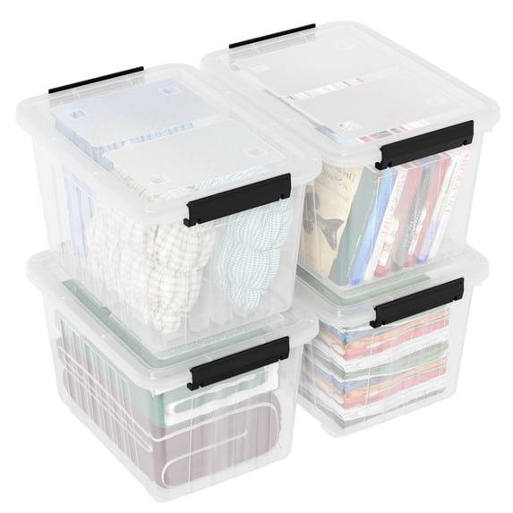 Ziglous 50 Quart Large Storage Boxes with Wheels, 4-Pack Clear Plastic ...